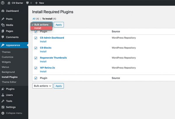 Starter Content: Setup | C9 WordPress Plugins + Themes
